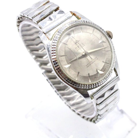 Opel | Accessories | Vintage Opel Deluxe Mens Watch Silver Tone Classic ...